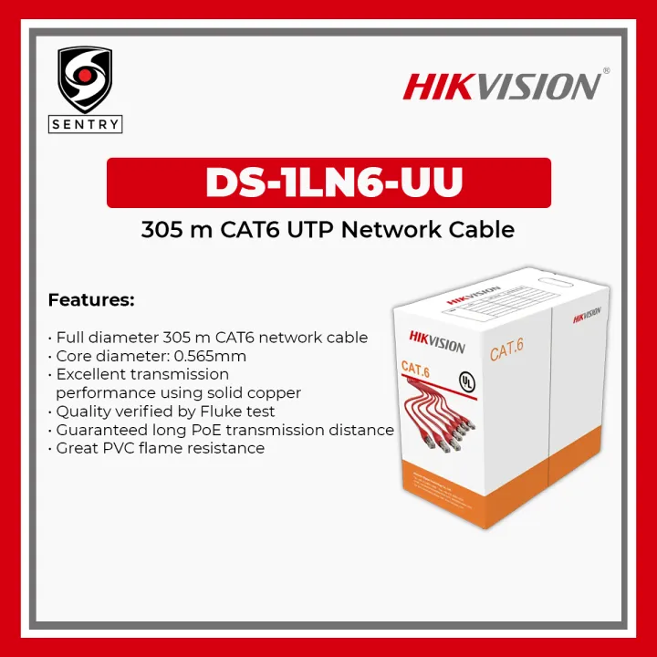 HIKVISION DS-1LN6-UU UTP CAT6 305 m CAT6 UTP Network Cable (Solid ...