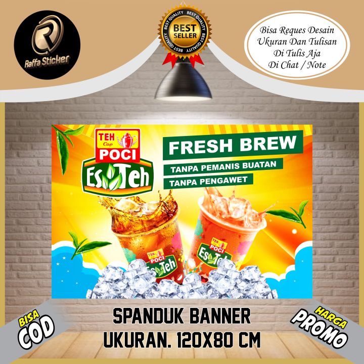 SPANDUK BANNER BACKDROP ES TEH POCI ukuran 120x80 CM / Banner Minuman Es Teh Poci / Spanduk Teh ...