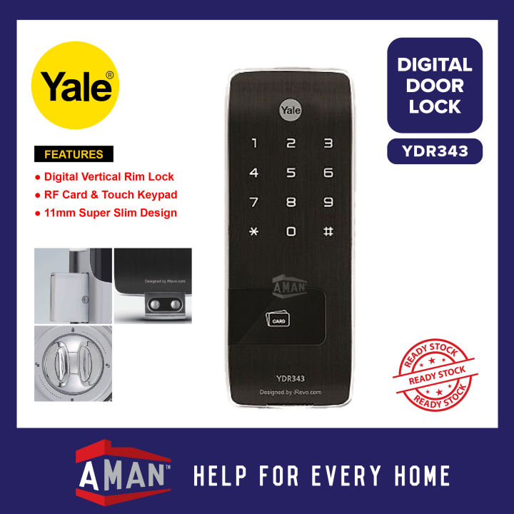 YALE Super Slim Digital Rim Lock RFID Pin Code Digital Door Lock ...