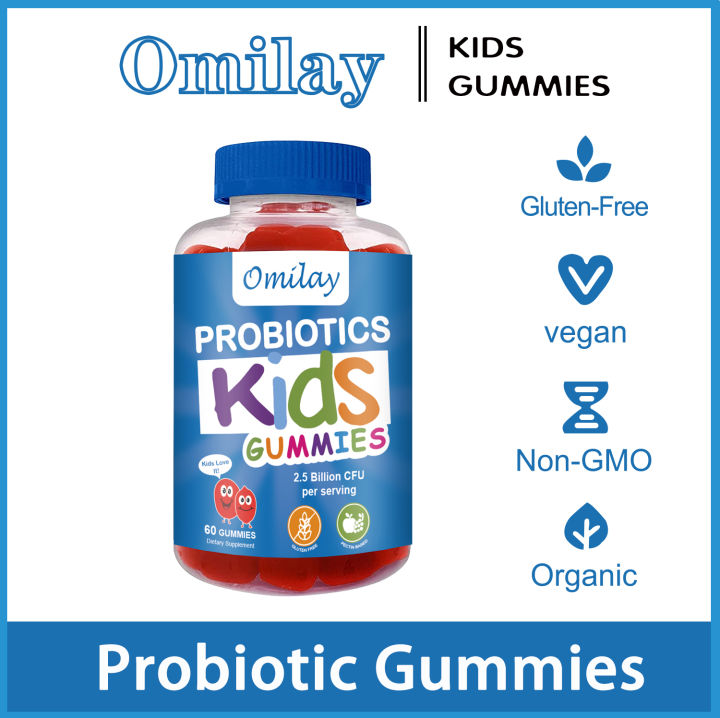 Omilay Probiotics Kids Gummies DHA Strawberry Flavor Vitamin C ...