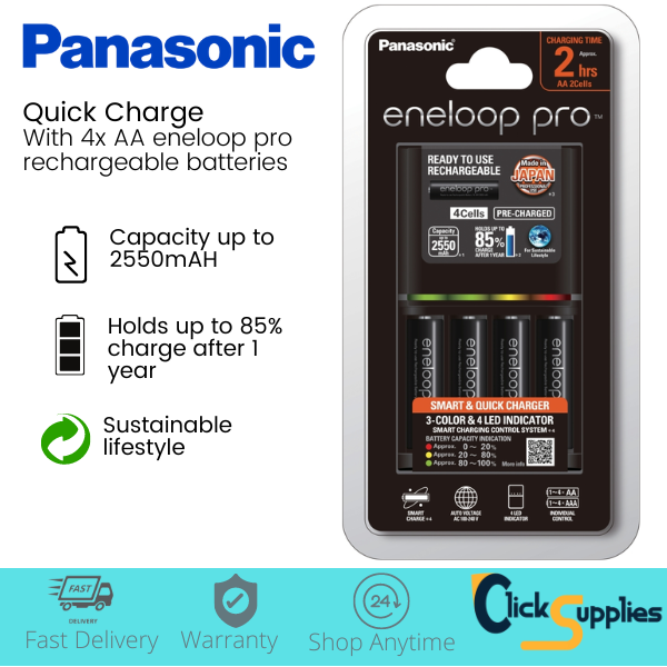 Panasonic Eneloop Pro Rechargeable Battery Charger Quick Charge 2 Hours