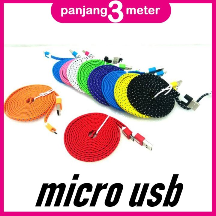 Kabel Data Micro USB Panjang 3 Tiga Meter untuk Cas Hp Handphone Kabel ...
