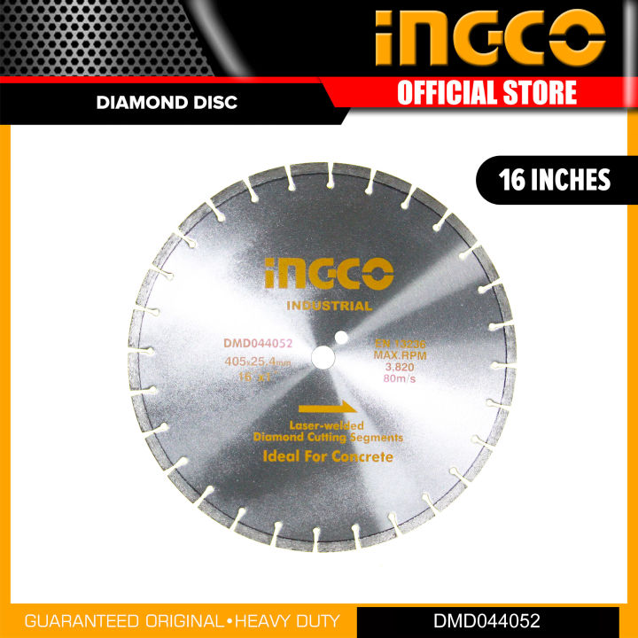 Ingco DMD044052 Industrial Diamond Cutting Disc 16" for Concrete Masonry Marble Cutter IHT ...
