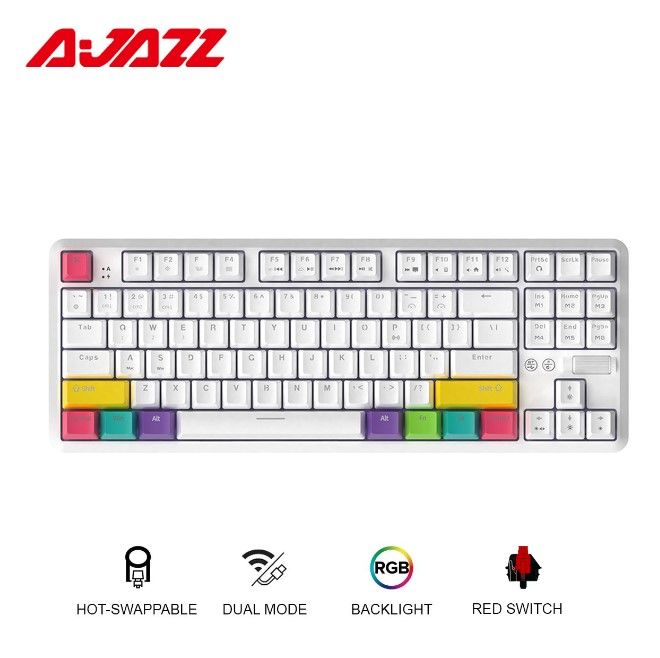 Ajazz K870T Bluetooth Wireless Mechanical Keyboard RGB Lighting 87 Keys ...