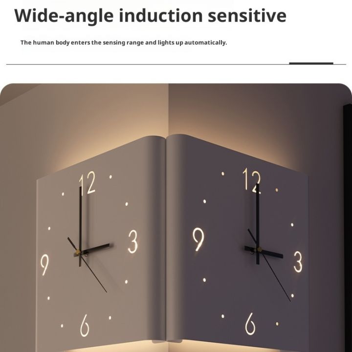 Lonice Store Living Room Wall Clock Curved Clock Corner Silent Double ...