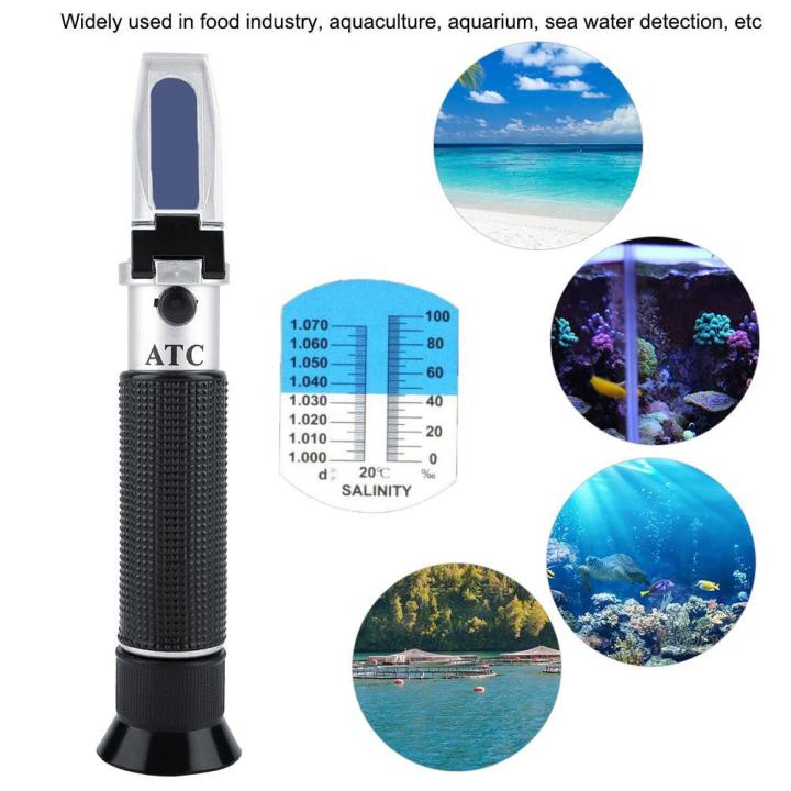 Handheld 0-100% Salinity Refractometer Salinometer Sea Water Salt ...