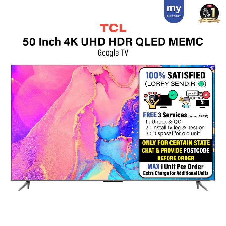 TCL QLED TV 50 Inch 4K UHD HDR MEMC Google TV 50C635 | Lazada