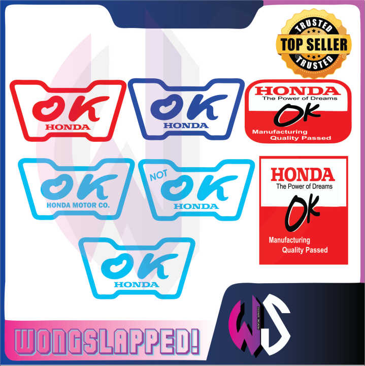 HONDA OK STICKERS ORIGINAL SIZES OUTSIDE STICKER VINYL GLOSSY STICKERS ...