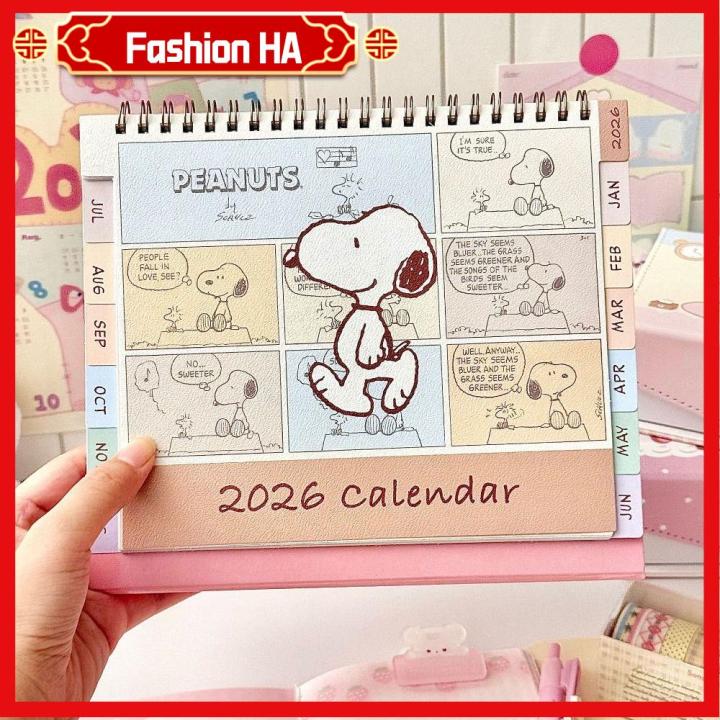 FASHIONHA Coil Binding 2026 Snoopy Desk Calendar Flip Schedule One ...