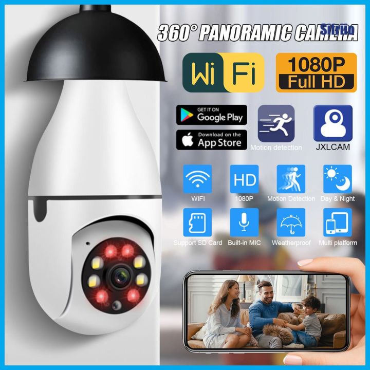 E27 Bulb CCTV Camera Night Vision IP Camera WiFi Motion Tracking ...