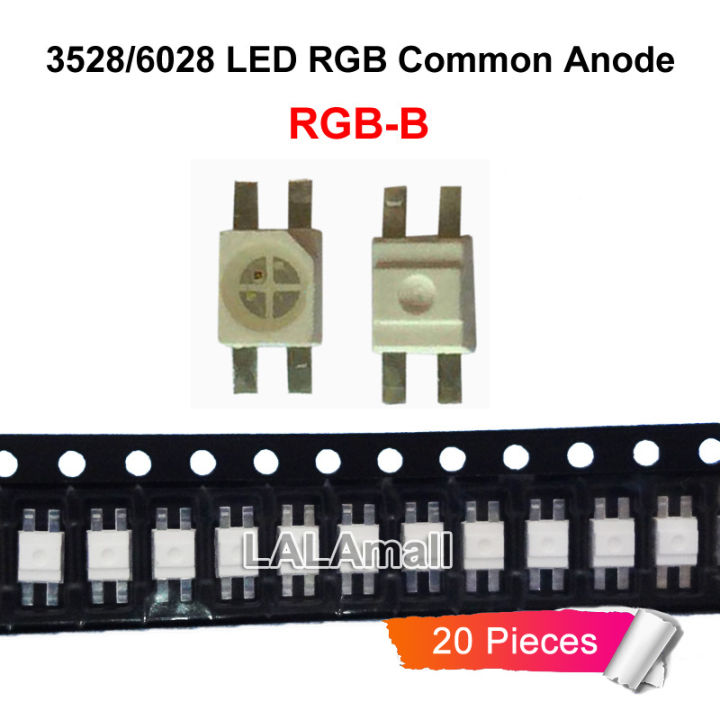 20ชิ้น3528 6028 RGB SMD LED 20mA 0.06วัตต์4ฟุตไดโอดเปล่งแสงสำหรับแป้น ...
