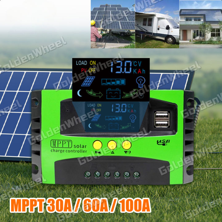 Pengontrol Tenaga Surya MPPT 30A / 60A / 100A 12V 24V Regulator Cerdas Baterai Panel Surya Rumah ...