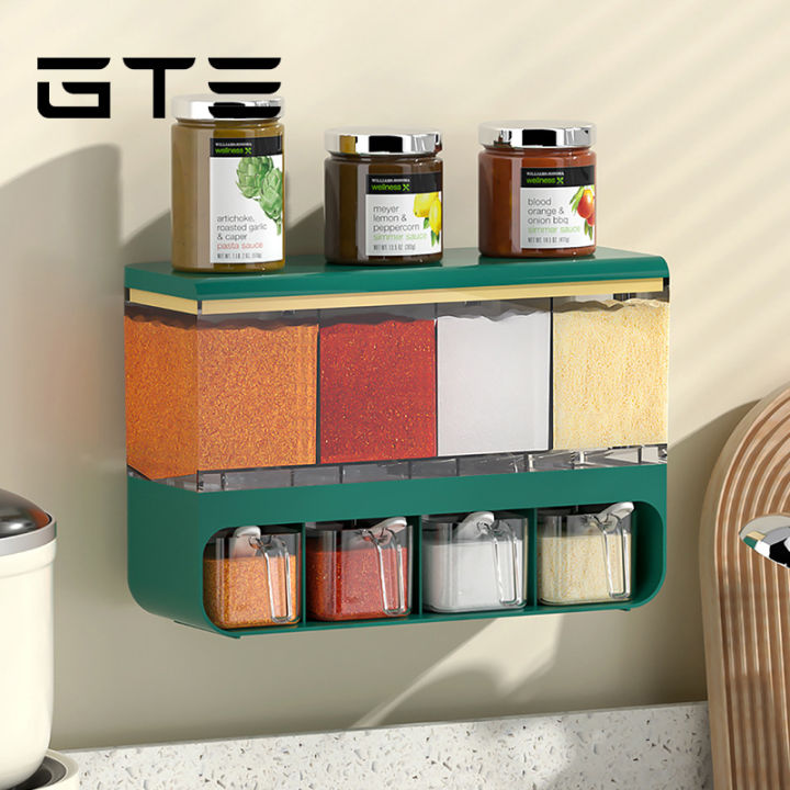GTE Wall Mounted Seasoning Box Home Kitchen Rack Combination Set ...