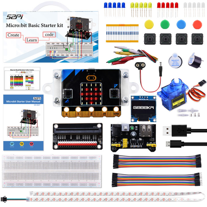 52pi Microbit Basic Starter Kit Microbit Development Board Acrylic Case Microbit Gpio