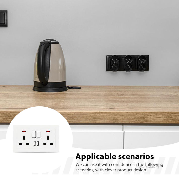 UK 13A Double Socket with USB Type G Power Outlet with USB Ports for ...