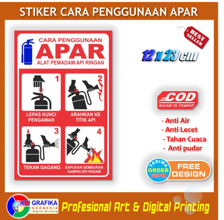 Stiker penggunaan APAR cara pakai Alat Pemadam Api Ringan sticker ...