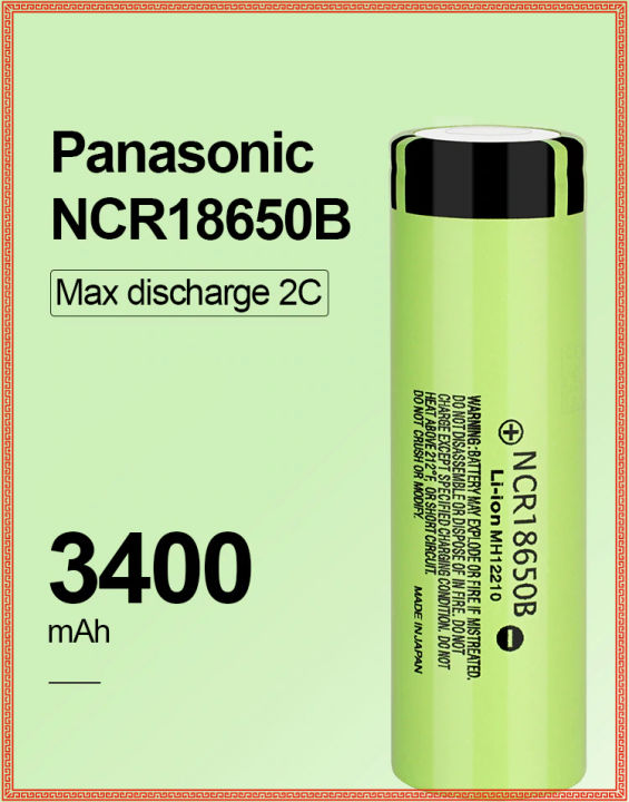 Panasonic original 18650 3400mAh 3.7V rechargeable battery NCR18650B 20A lithium flat top high ...