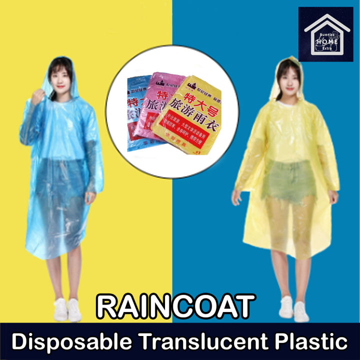Buenas Disposable Translucent Plastic RAINCOAT | Lazada PH
