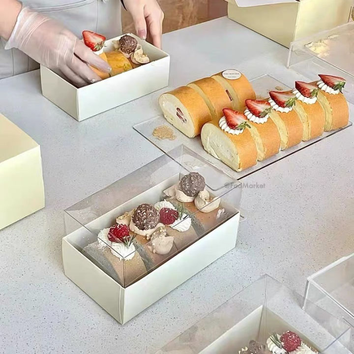 Swiss Roll Cake Box Dessert Box Kotak Kek ins Pound cake box Rectangle ...