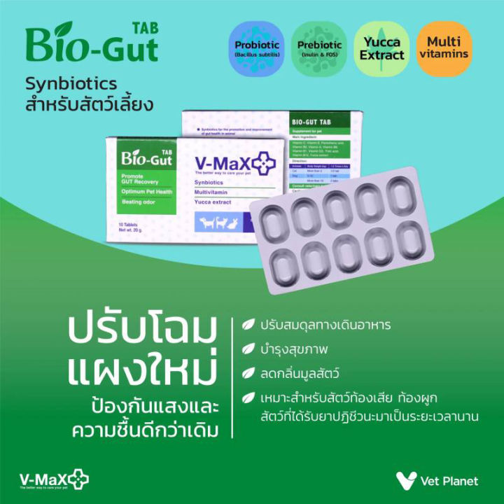 Bio-Gut TAB Synbiotics สำหรับสัตว์เลี้ยง สุนัข แมว และกระต่าย | Lazada ...