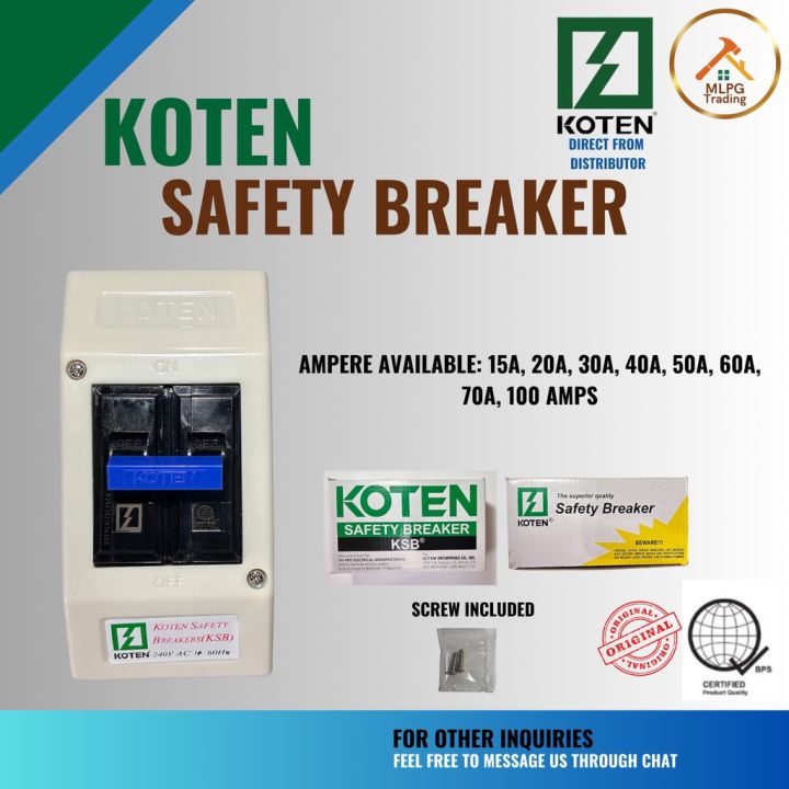 Koten Safety Breaker (KSB) 2POLE (15, 20, 30, 40, 50, 60, 70, 100AMP ...