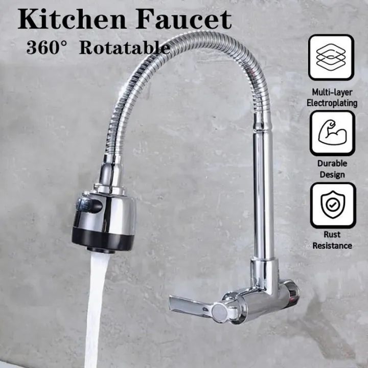 Kitchen Faucet Stainless Steel 360 ° Flexible Rotation Faucet Two Water ...