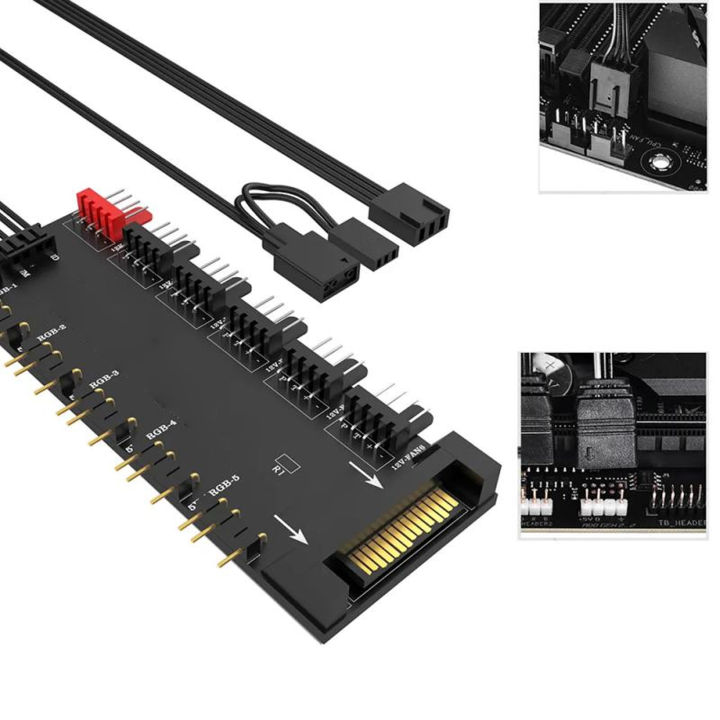 PWM ARGB Fan Hub Splitter Power Supply Multi Ports Connection Easy ...