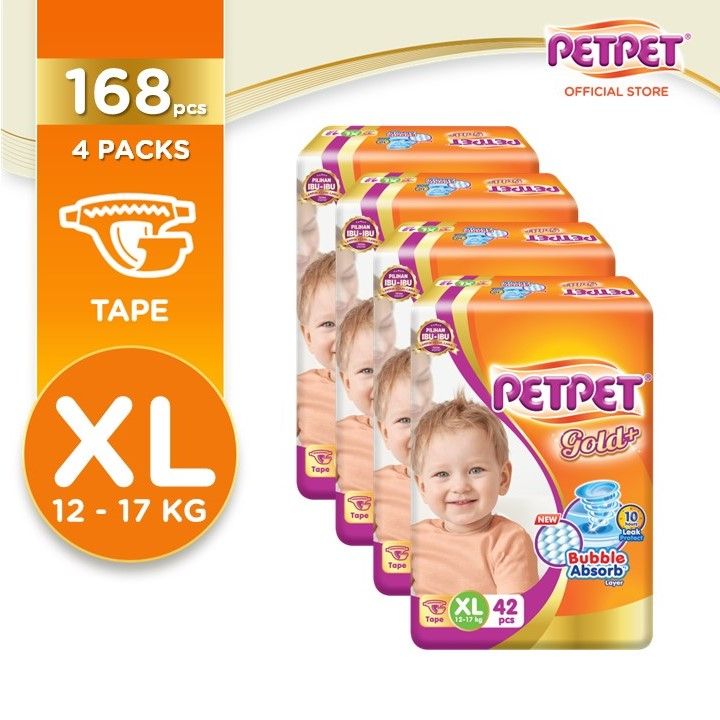 PETPET Tape Diaper Gold+ Mega Pack XL 4x42's | Lazada