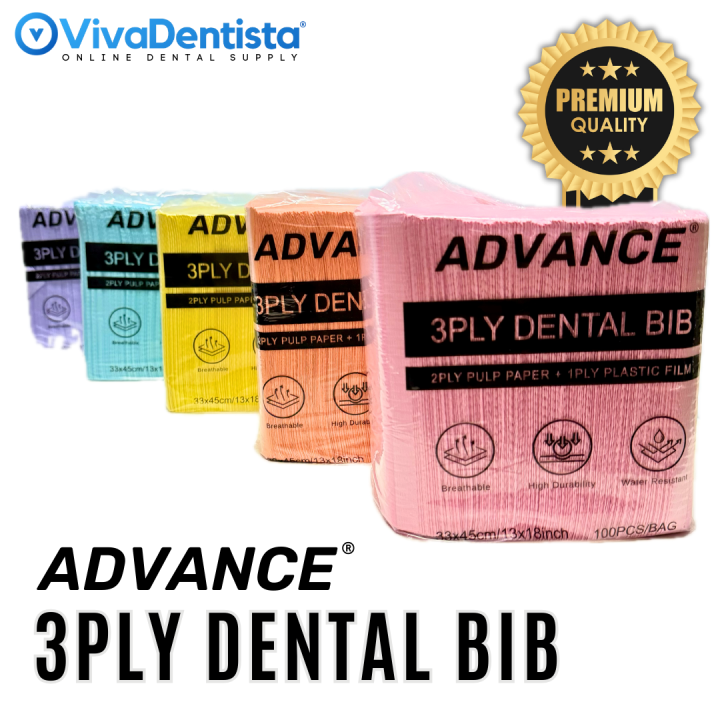 ADVANCE 3ply / 2ply Disposable Dental Bib Poly Bibs (100pcs) | Lazada ...