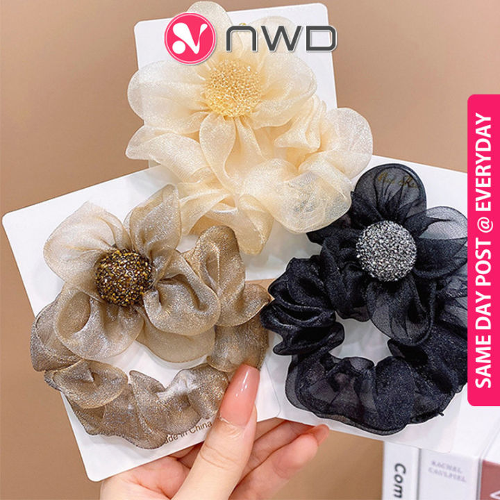 𝗕𝗟𝗢𝗦𝗦𝗢𝗠 𝗟𝗢𝗢𝗣 》 Lace Flower Hair Ties Rubber Band Ponytail Hair ...