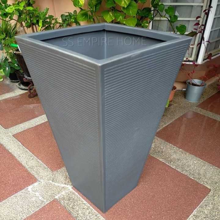 RICO Z1 Large Line Grey Fibreglass Flower Pot Pasu Bunga Garden Taman ...