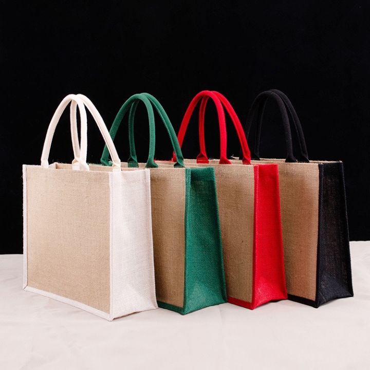 Linen Jute Tote Bag Japan fashion colorful Plain Abaca Burlap Sling ...