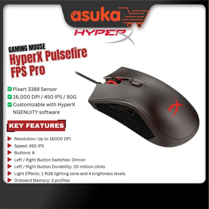 HyperX Pulsefire FPS Pro - Gaming Mouse (Gunmetal) (HX-MC003B) | Lazada