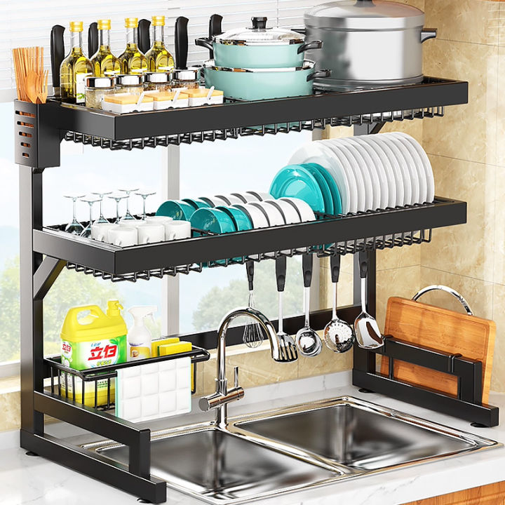 Stainless Steel Rak Dapur Dish Rack Dish Drainer Kitchen Rak Sinki Rak ...