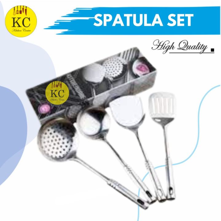 Spatula Set Stainless 4 Kitchen Tools Peralatan Masak Spatula Saringan ...