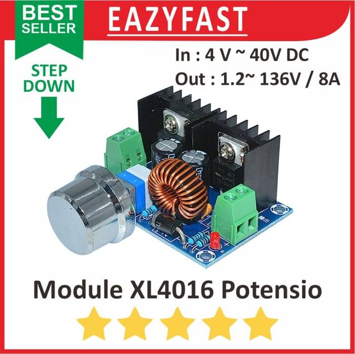 Step Down 8A XL4016 Potensio Module Modul Adjustable Power Regulator ...