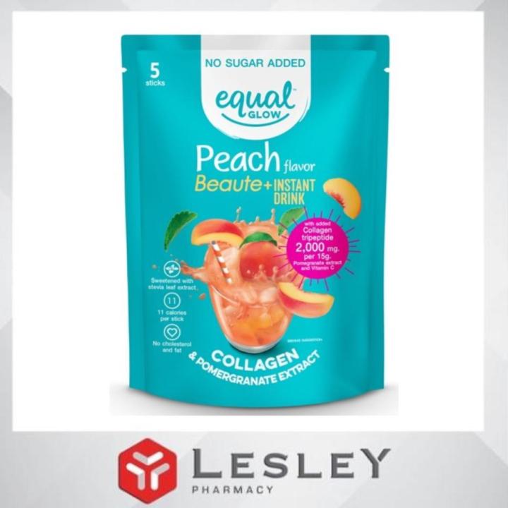 Equal Glow Peach Flavor Beaute + Instant drink with Collagen ( 15g x 5 sticks) | Lazada