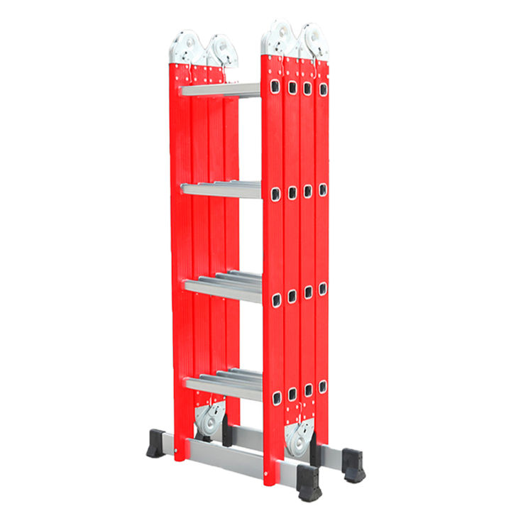 16 STEP RED BLACK EDITION MULTIPURPOSE ALUMINIUM LADDER 4.7M | Lazada