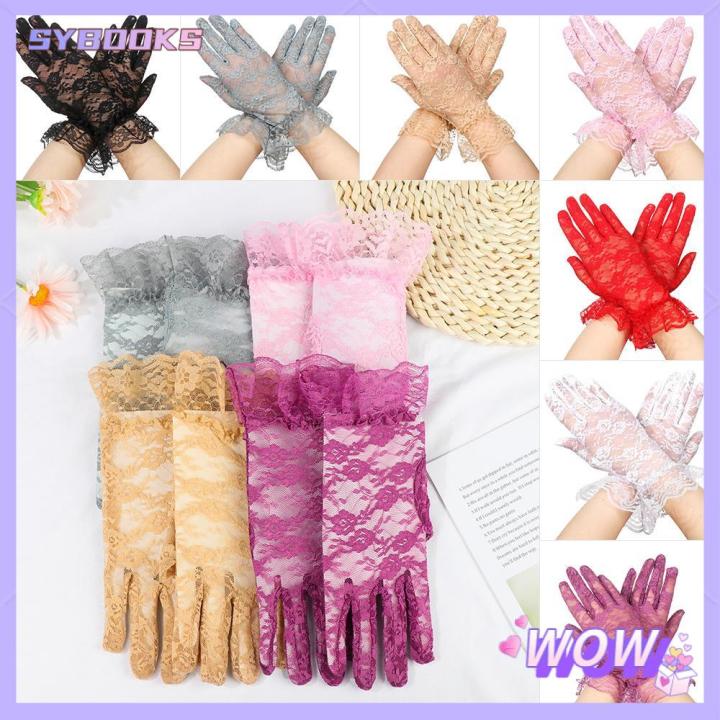 SYBOOKS แฟชั่น งานแต่งงาน ครีมกันแดด ถุงมือเจ้าสาวสีขาว ถุงมือปาร์ตี้ ...