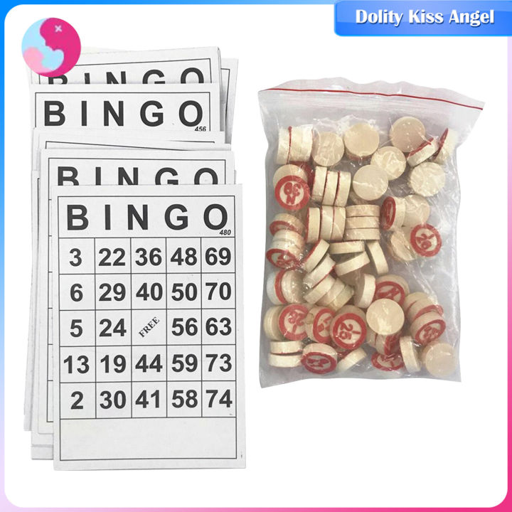 Dolity 40 PCS BINGO Cards Easy Read 75 Numbers Chips Card Game Board ...