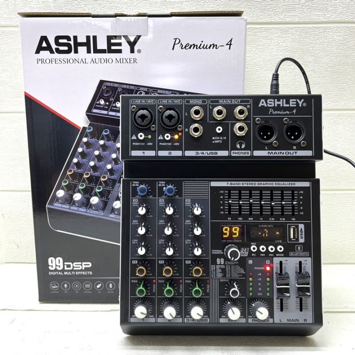 Mixer Ashley Premium 4 Original 4 Channel Bluetooth - USB With Soundcard | Lazada Indonesia