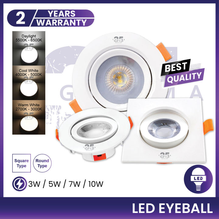 LED Eyeball 3W 5W 7W 10W Round / Square LED Recessed Eyeball Spotlight ...