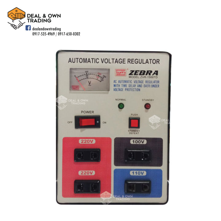 Zebra ZVR-1500TD 1500W AVR w/ Timedelay, AC input 170-270W/85-135V, AC ...