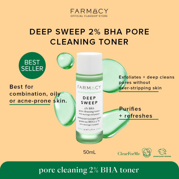 FARMACY Deep Sweep 2% BHA Pore Cleaning Toner with Moringa + Papaya ...