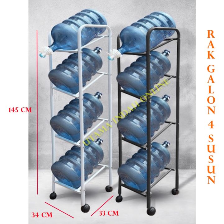 Rak Galon Susun 4 Tempat Galon Susun Besi Roda | Lazada Indonesia