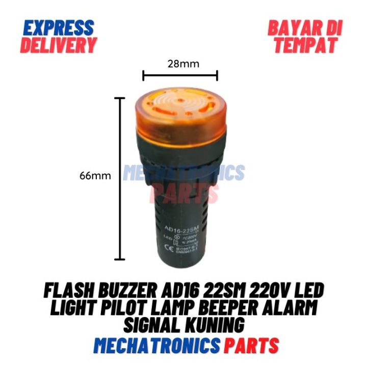 Flash Buzzer AD16 22SM 220V LED Light Pilot Lamp Beeper Alarm Signal ...