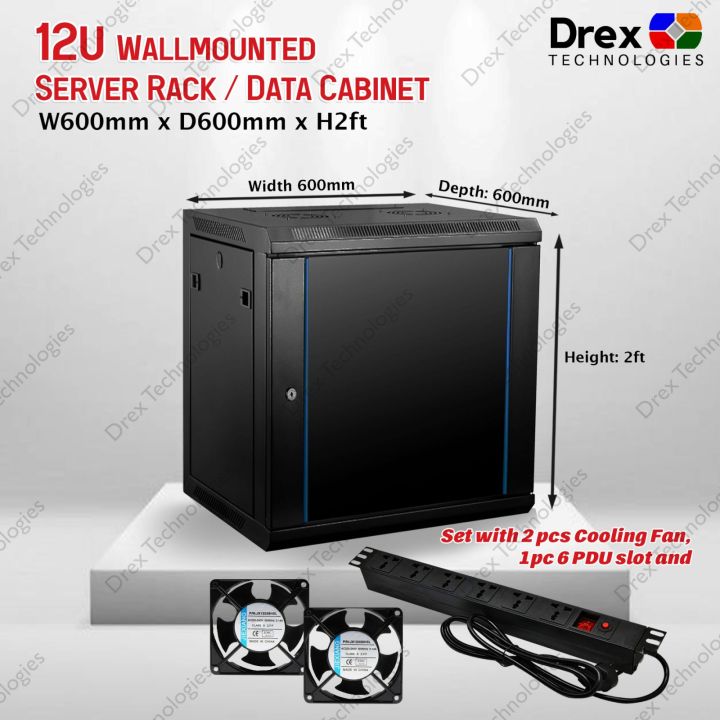 12U 12-Layer Data Cabinet 600x600x2Ft With 2pcs Fan and 1pc PDU 6-Slot ...