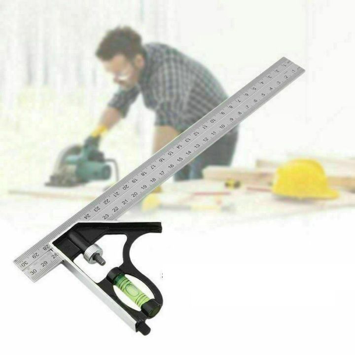 CINDYKHBKJ 300mm/12" Adjustable Engineers Horizontal Combination Carpentry Right Angle Ruler Try ...
