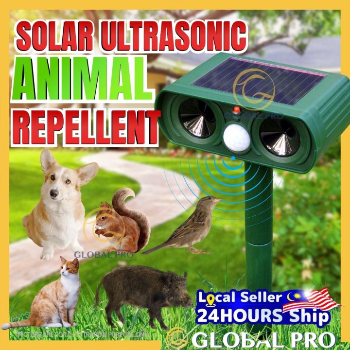Solar Powered ULTRASONIC ANIMAL REPELLENT Outdoor Pest Repeller Chaser ...