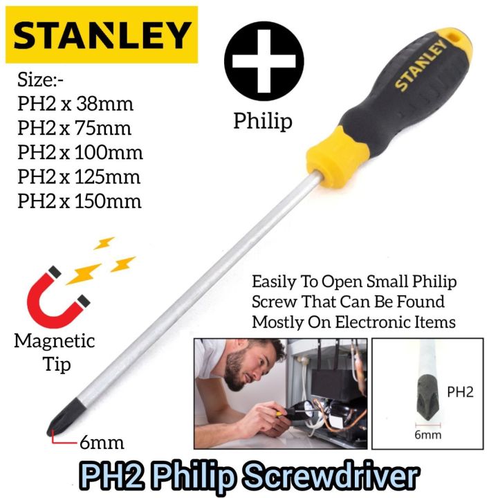 Stanley PH2 Philip Magnetic Screwdriver For DIY Home Electrical ...